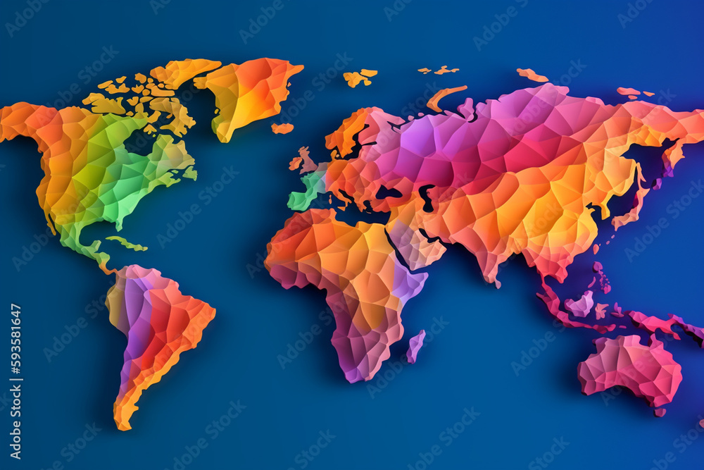 Colorful world map. Generative ai. Stock Illustration | Adobe Stock
