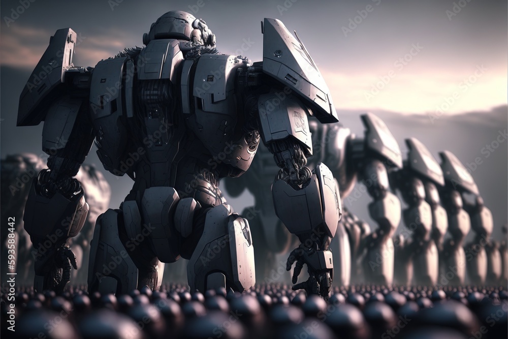 Scifi military robot or battlemech of futuristic army with robot ...