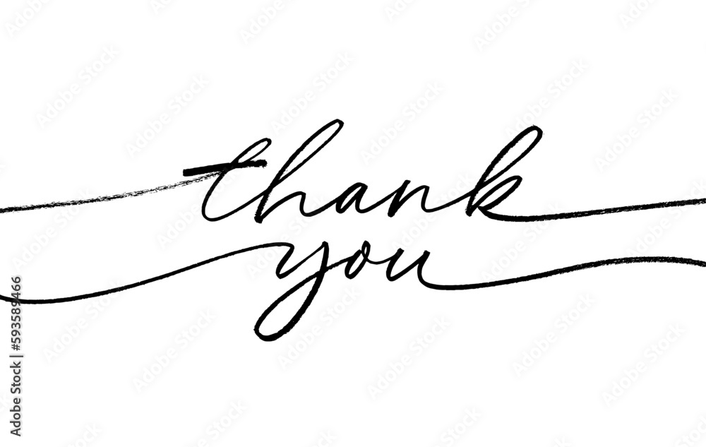 Calligraphic inscription thank you handwritten with line. Vector quote ...