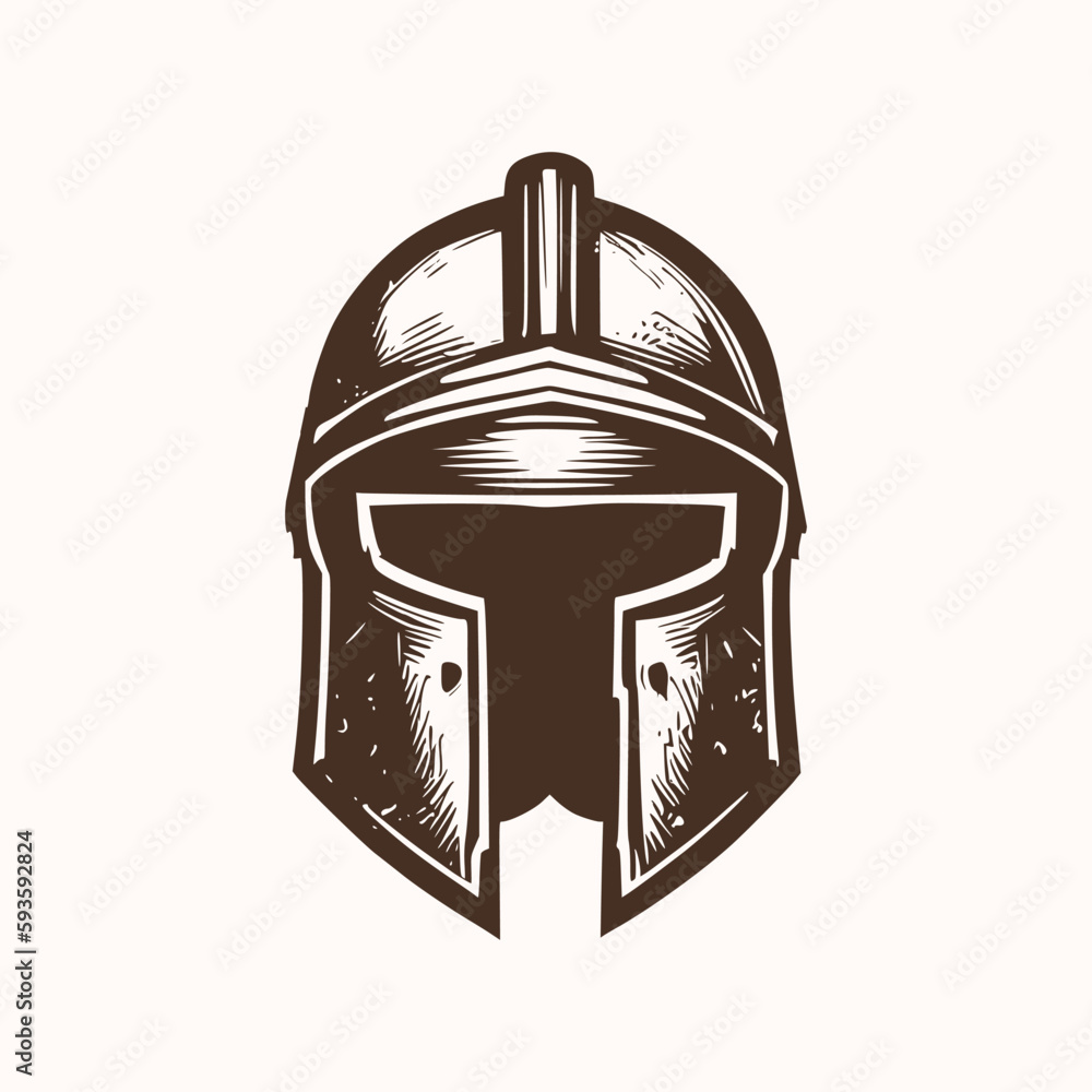 Vintage logo of a spartan helmet. an old-school logo of a war helmet ...