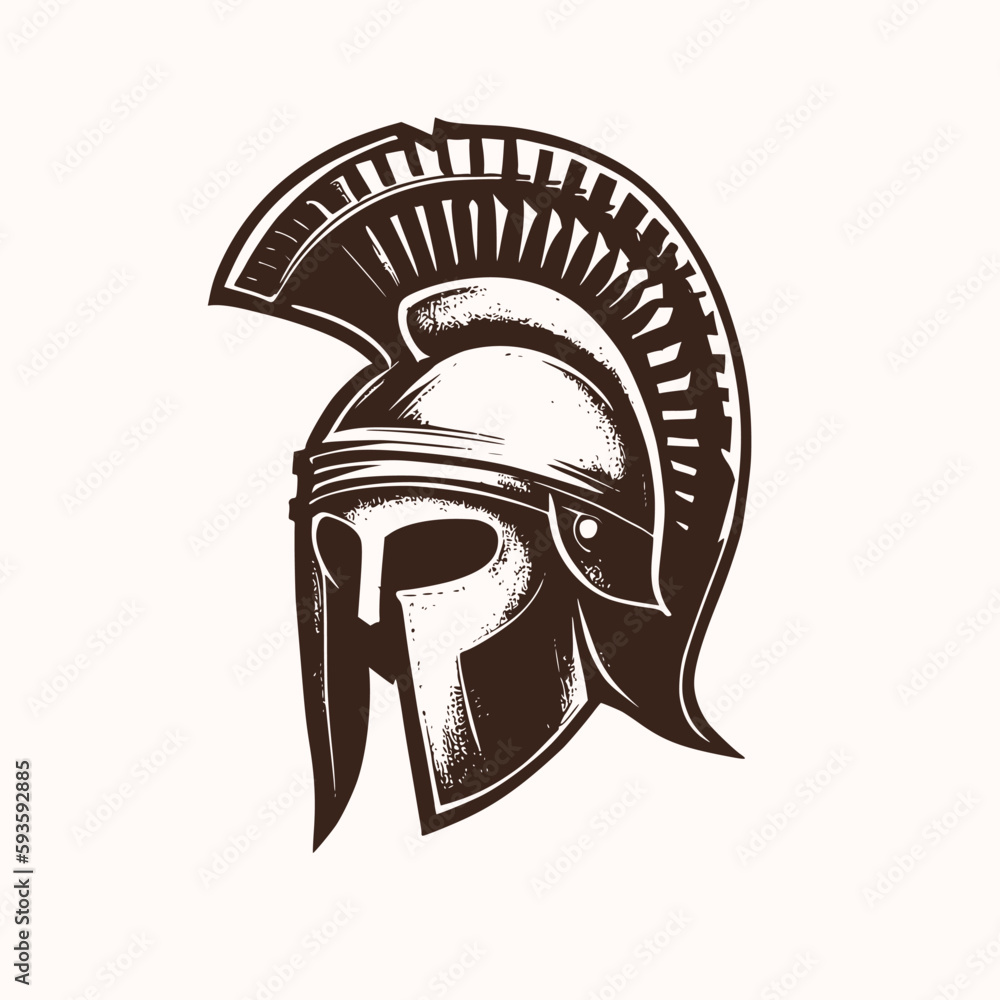Vintage logo of a spartan helmet. an old-school logo of a war helmet ...