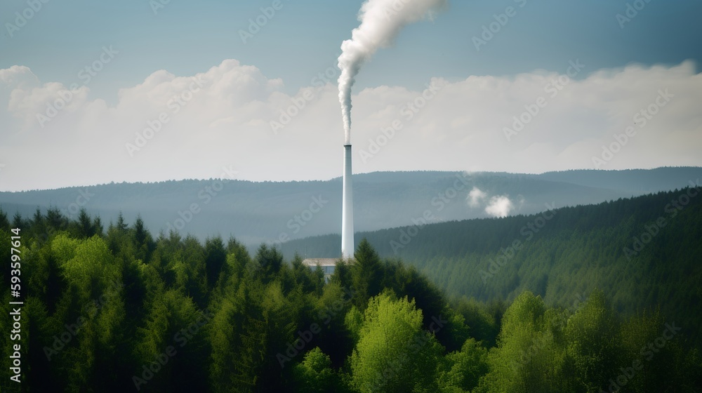 An illustration depicting the impact of CO2 emissions on nature, with a ...