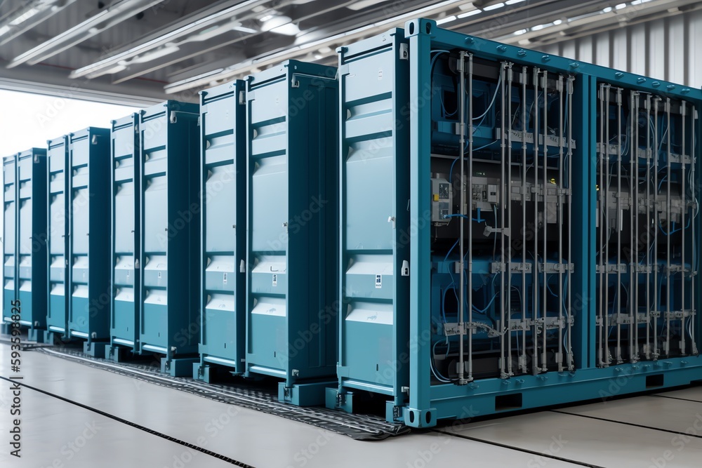 Energy storage. Hydrogen-powered battery container unit. Generative AI ...