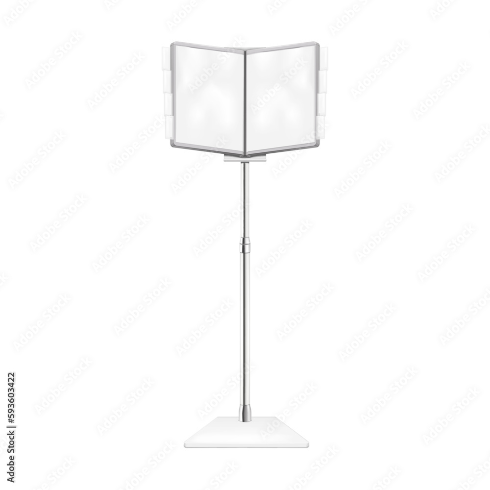 Sop display floor stand vector mockup. Information panel with tabbed ...