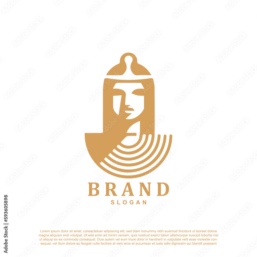 Cleopatra queen Egyptian goddess logo design vector, ancient beauty ...