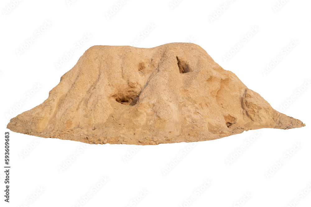 Pile of sand in construction site isolated on white background included ...
