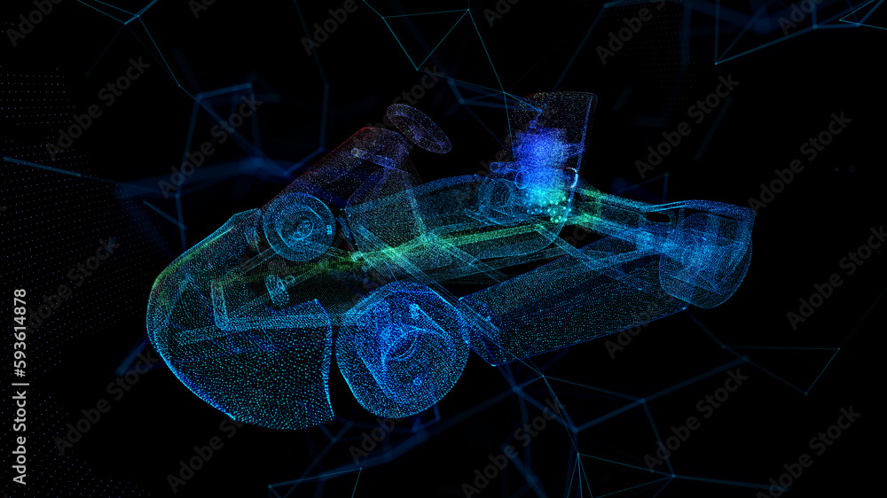 Go kart racing. Light effect particles background. Modern abstract ...