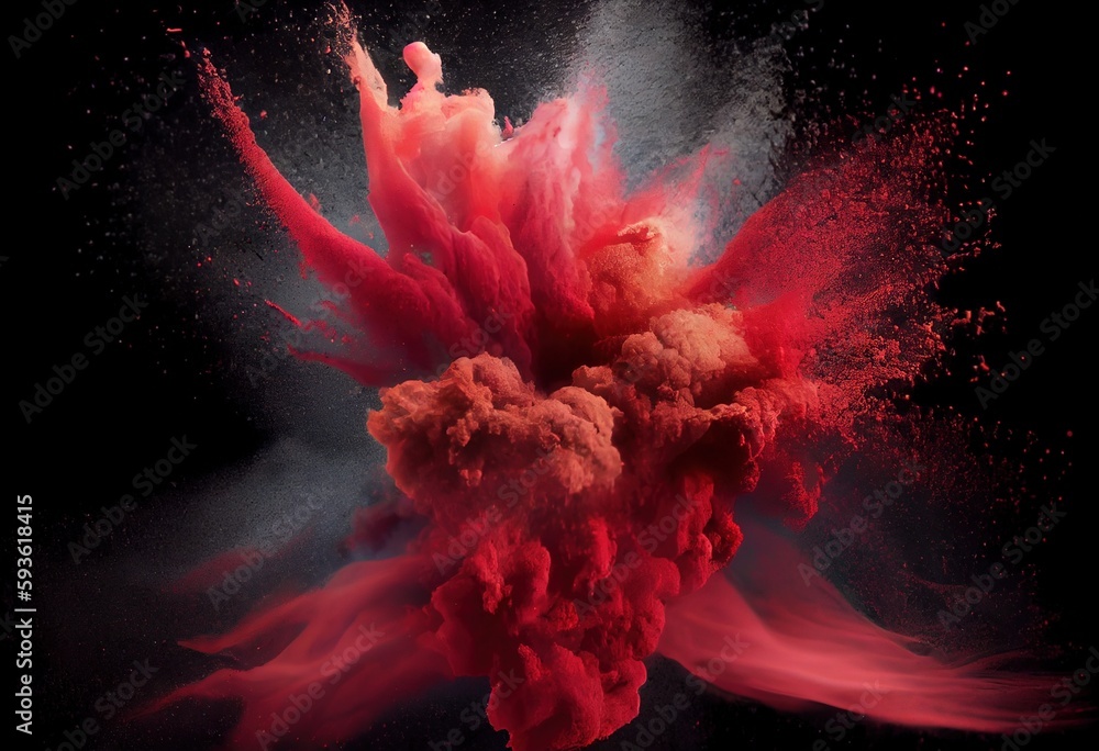 Explosion of red powder on a transparent background Stock Illustration ...