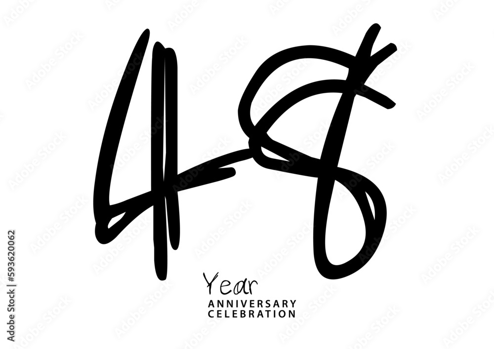 48 year anniversary celebration black color logotype vector, 48 number ...