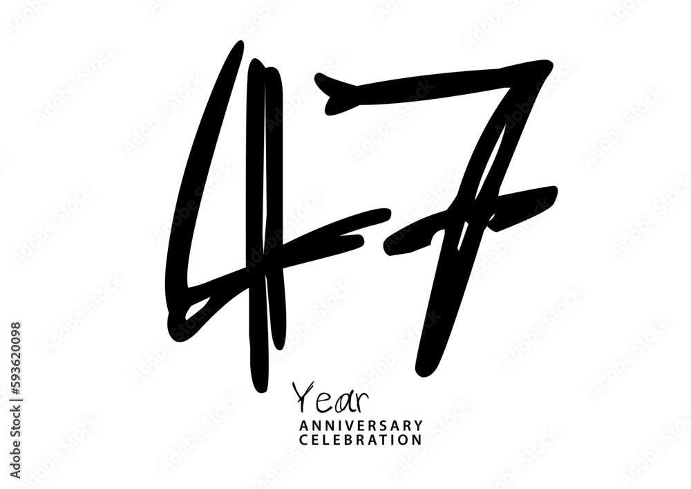 47 year anniversary celebration black color logotype vector, 47 number ...