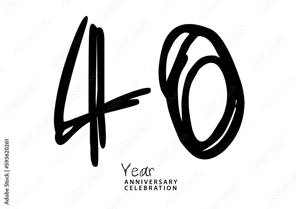 40 year anniversary celebration black color logotype vector, 40 number ...
