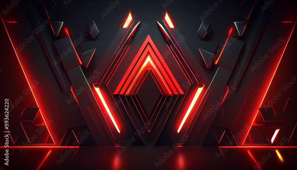 Beautiful abstract futuristic dark stage background. Red Stage. Red ...