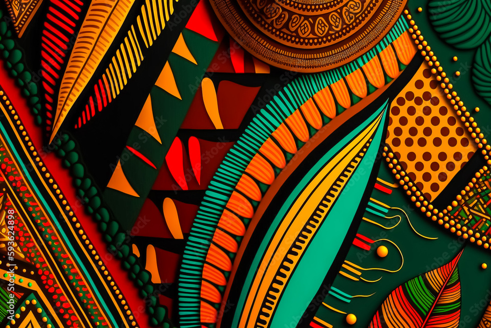 Tissu africain, wax, motifs géométriques, tissu d'Afrique - Motif ...