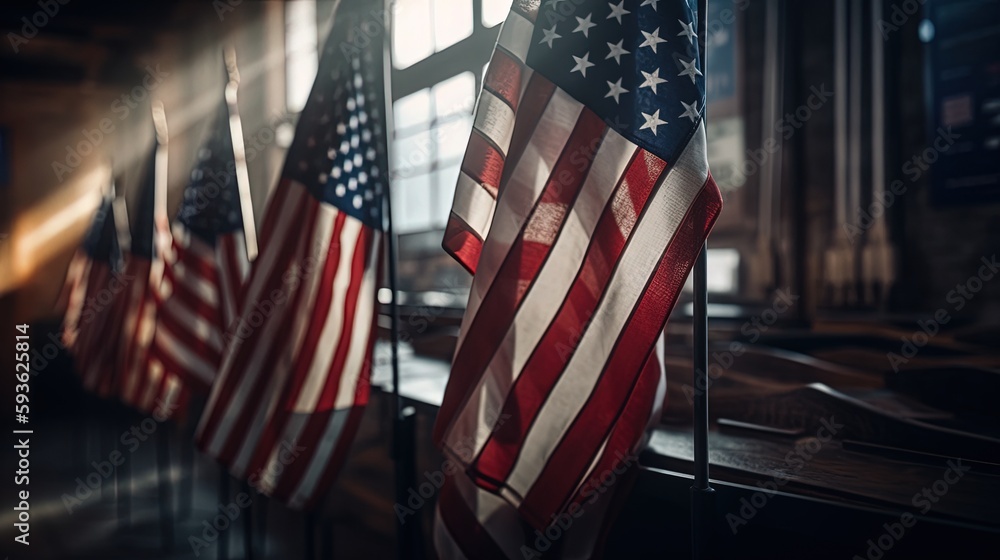 Patriotic Display: Multiple American Flags for Independence Day ...