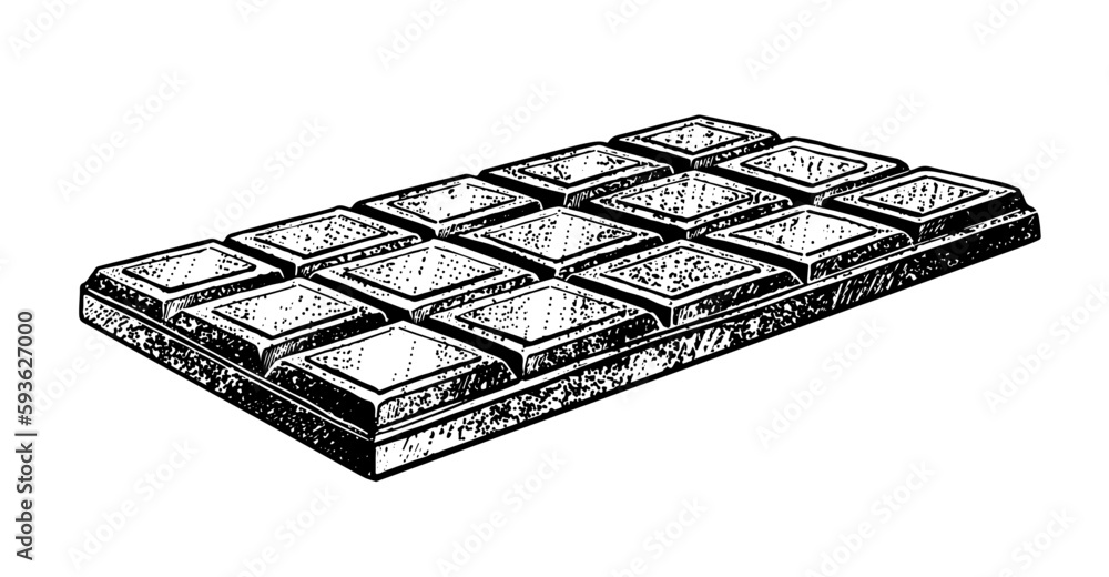Vector sketch illustration of Chocolate bar. Vintage style drawing ...