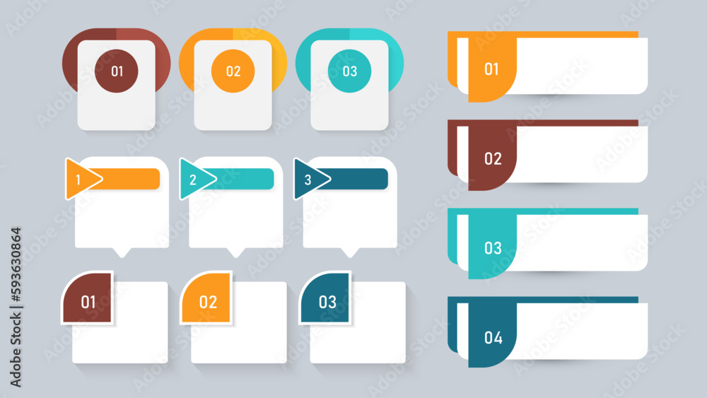 Set of modern infographic elements. Empty text box for presentation ...