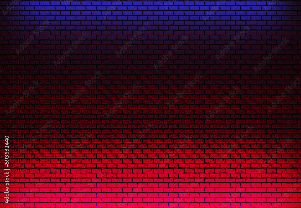 Brick Wall Abstract Background 3d Dark Blue And Red Neon Brick Wall Frame Background Square