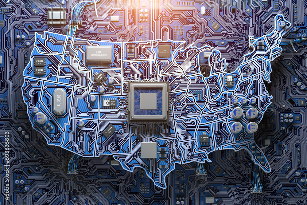 USA semiconductor industry, computer chips manufacturing and artificial ...