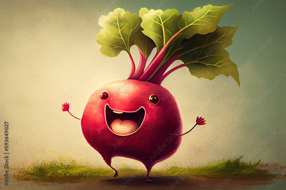 Illustration of a funny happy red beet cartoon character. Red beetroot ...