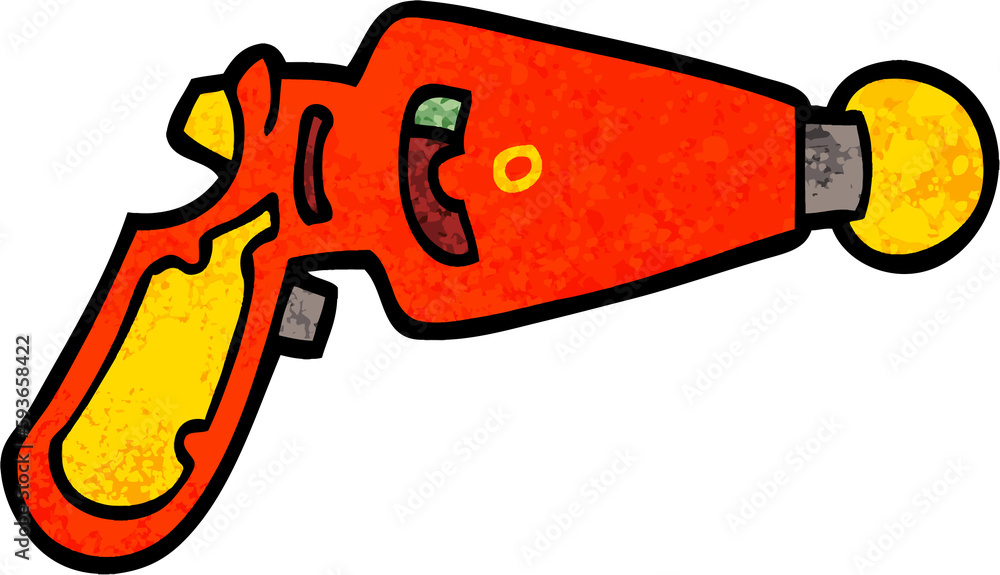 grunge textured illustration cartoon ray gun Stock Illustration | Adobe ...