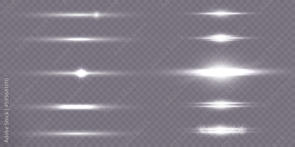 Horizontal light effects. Cold shimmering translucent light on a ...