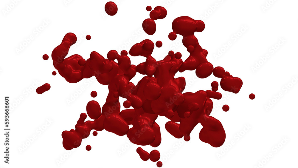Ilustrace „Exploding liquid sphere. Blood drops. Red sphere bursting ...