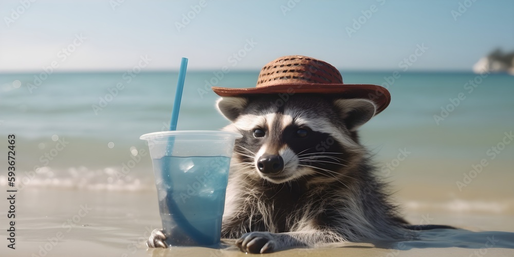 "Raccoon Beach Party" / Background Design / AI Generated Artwork Stock ...