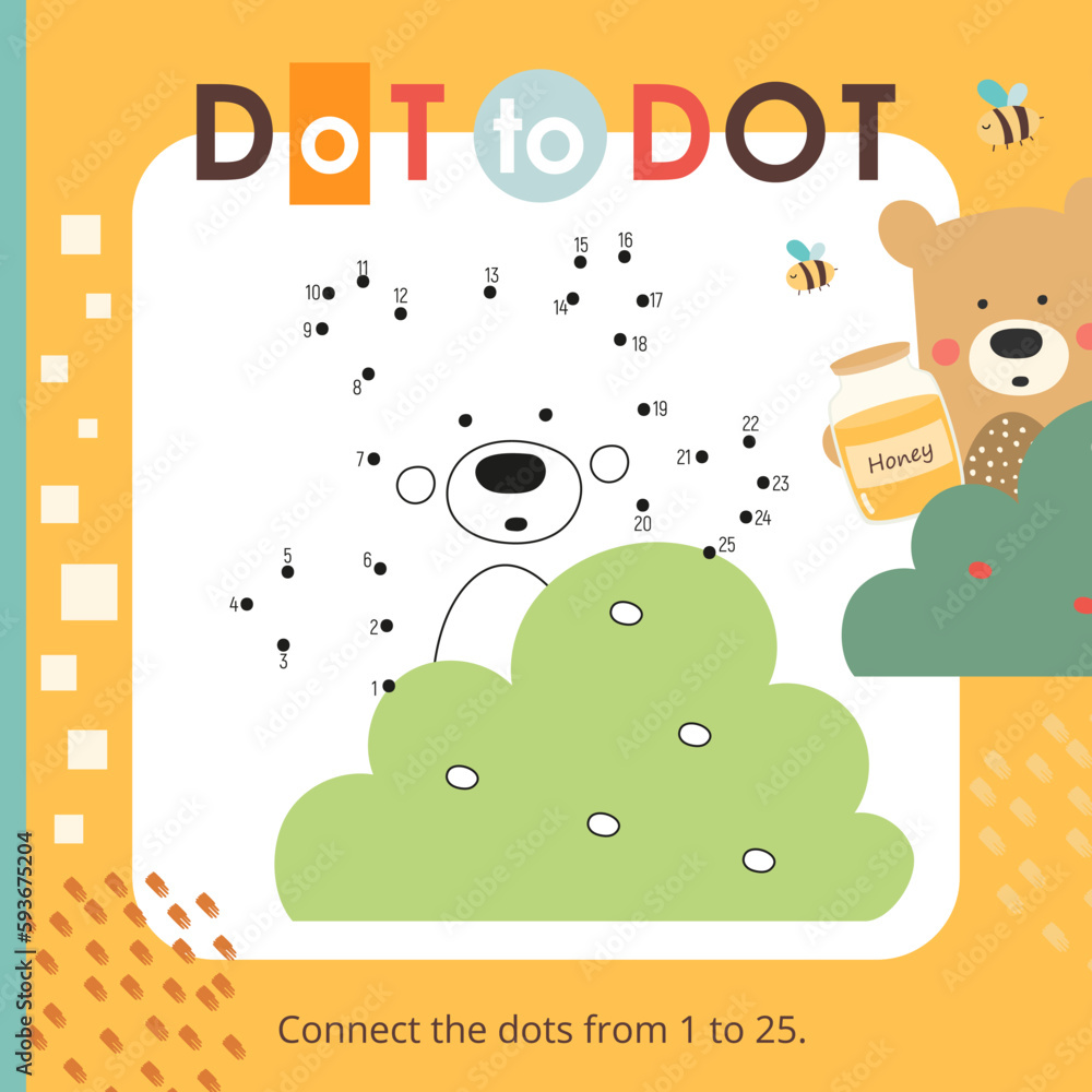 Cute Animals activities for kids. Dot to dot game – Little Bear ...