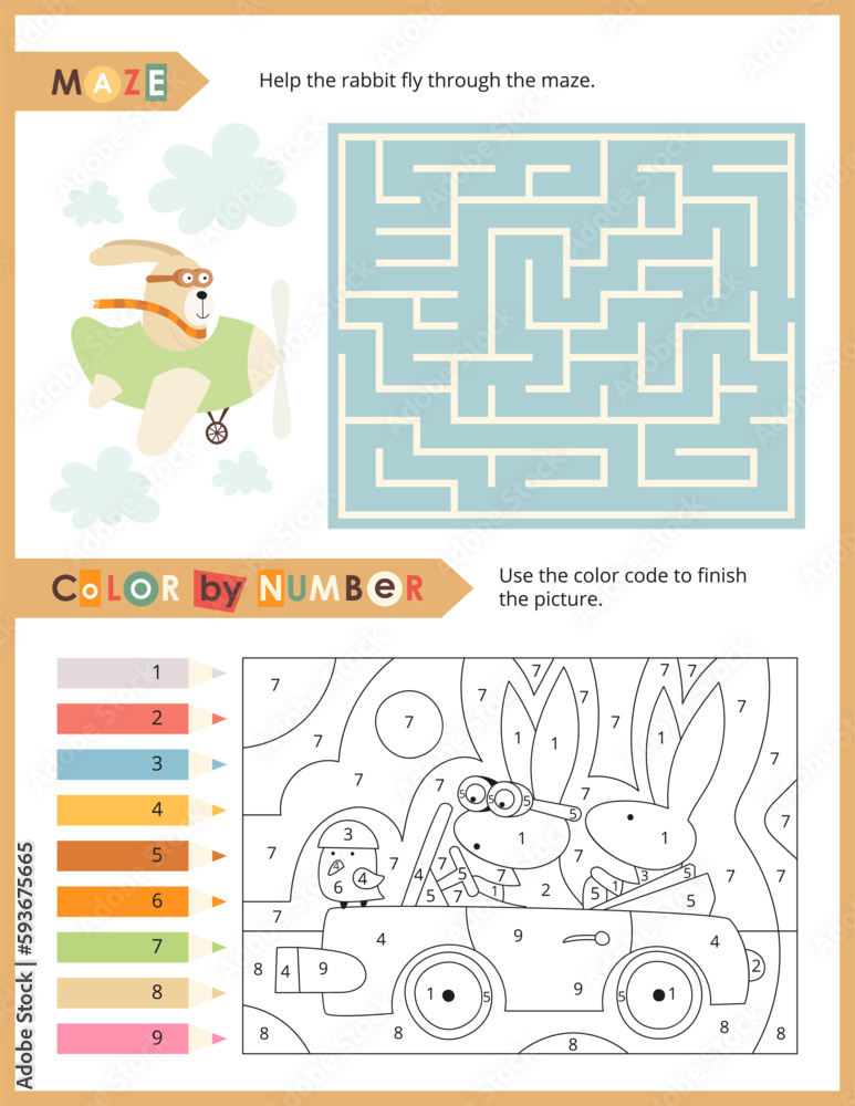 Vektorová grafika „Cute Animals Activity Pages for Kids. Printable ...
