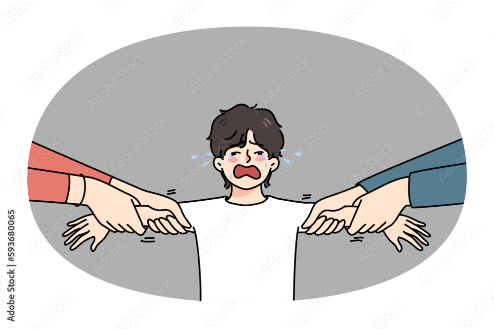 Parents tear apart unhappy crying son have divorce process in family ...