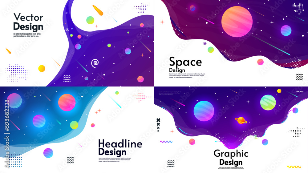 Set of space banner. Background with cosmos scenes. Vector illustration ...