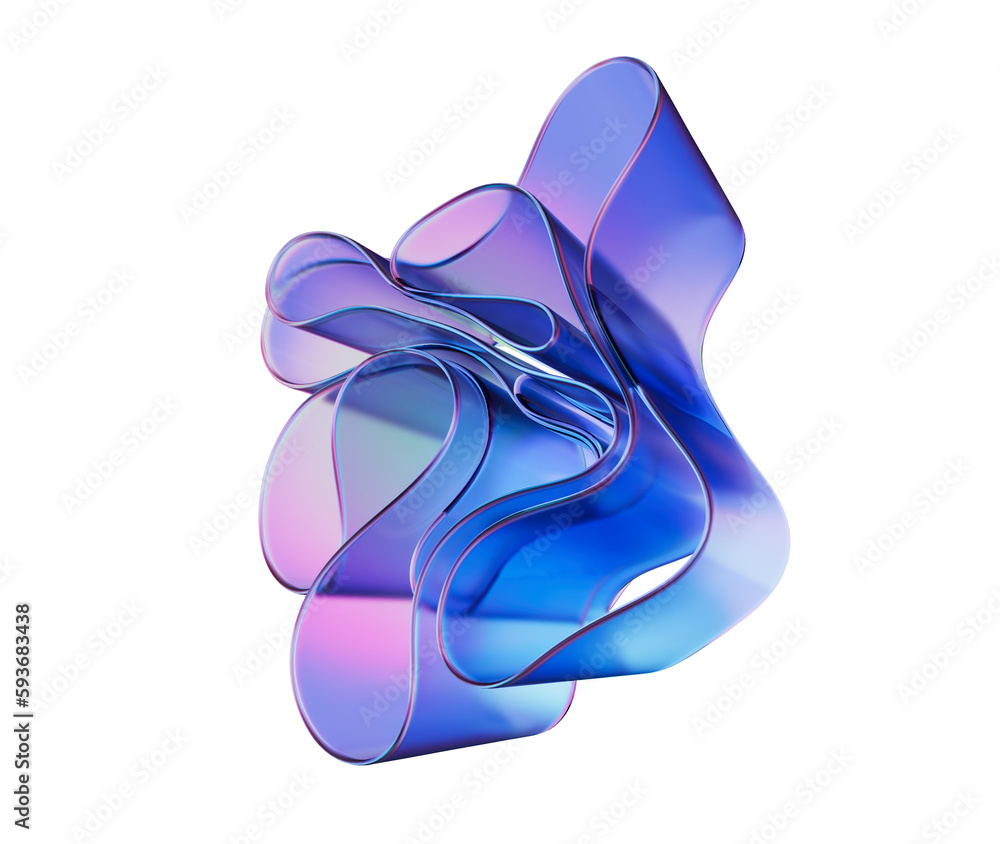 Abstract Colorful Gradient Glass Organic Shape 3d Rendering Modern Poster Design Element Stock