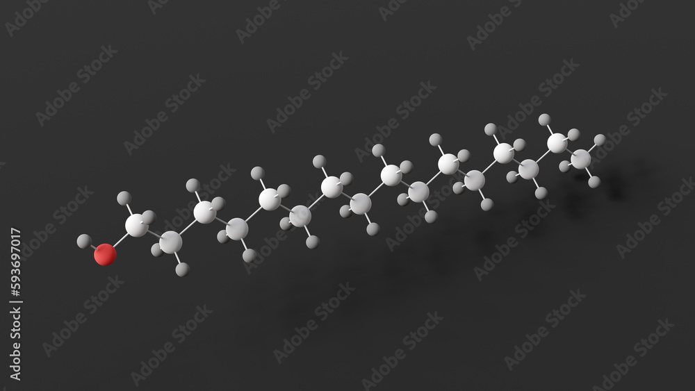cetyl alcohol molecule, molecular structure, palmityl alcohol, ball and ...