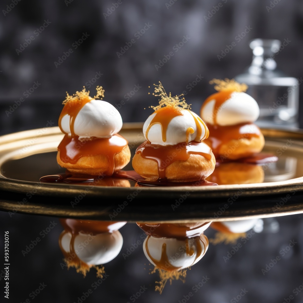 Pâte à Choux Puff Caramel Stuffed Coffee Puff - Generative Ai ...