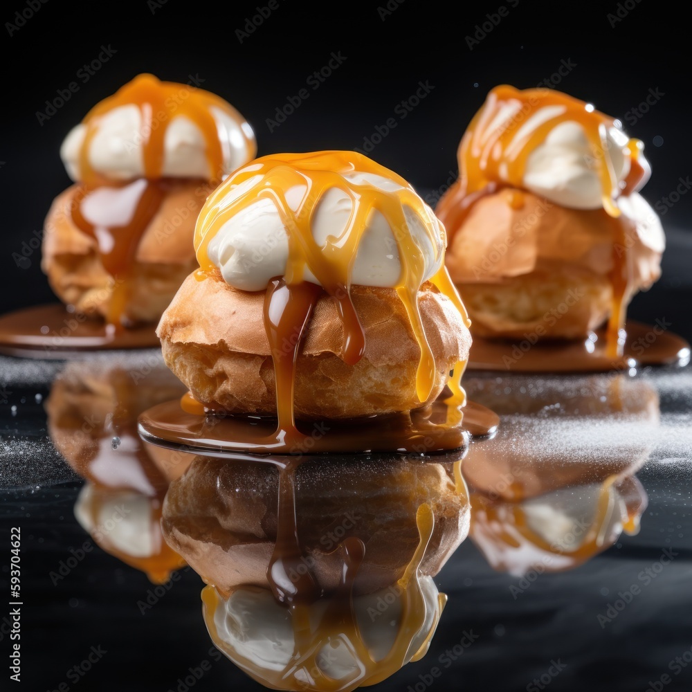 Pâte à Choux Puff Caramel Glazed Espresso Puff - Generative Ai ...
