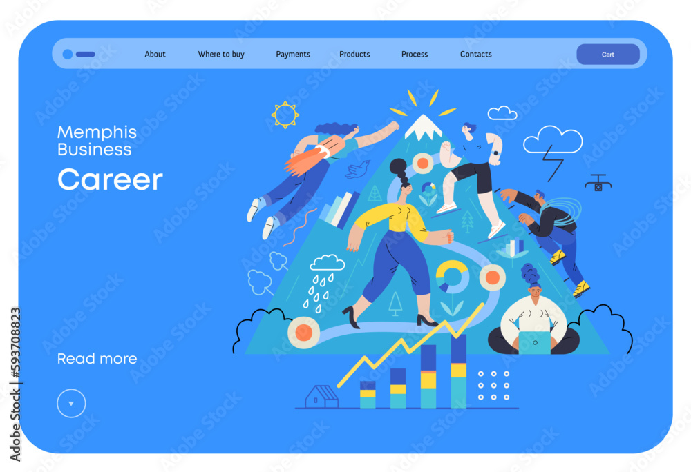 Memphis business illustration. Career-modern flat vector concept ...