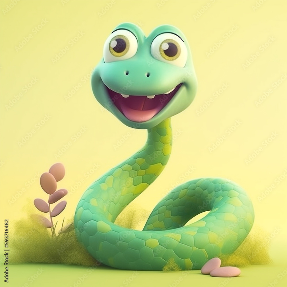 Snake cartoon, Snake illustrated character, Snake 2D character, Cute ...