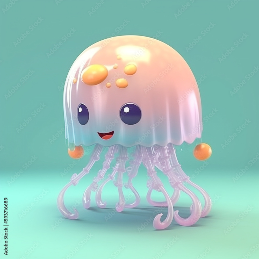 Jellyfish cartoon, Jellyfish illustrated character, Jellyfish 2D ...