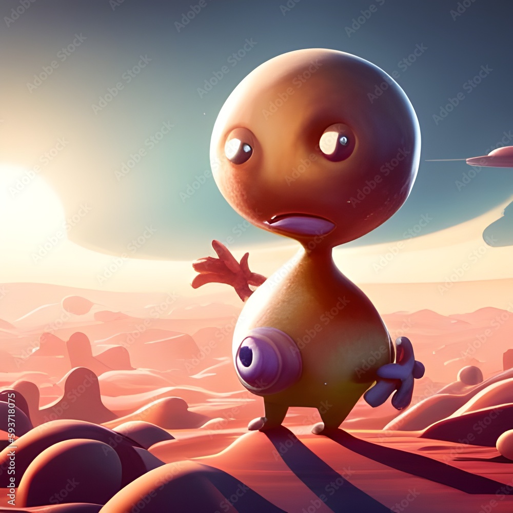 AI Generated Cute adorable aliens invaded earth using 3d,unrealengine ...