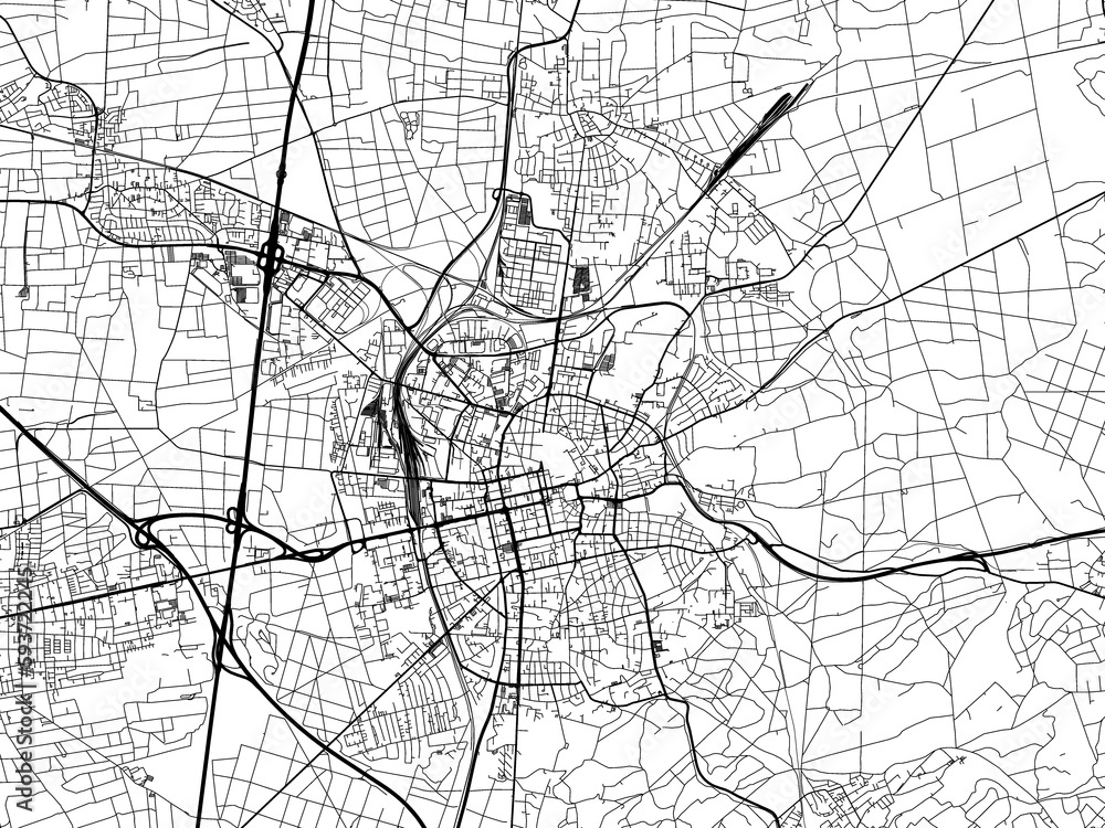 Road map of the city of Darmstadt in Germany on a transparent ...