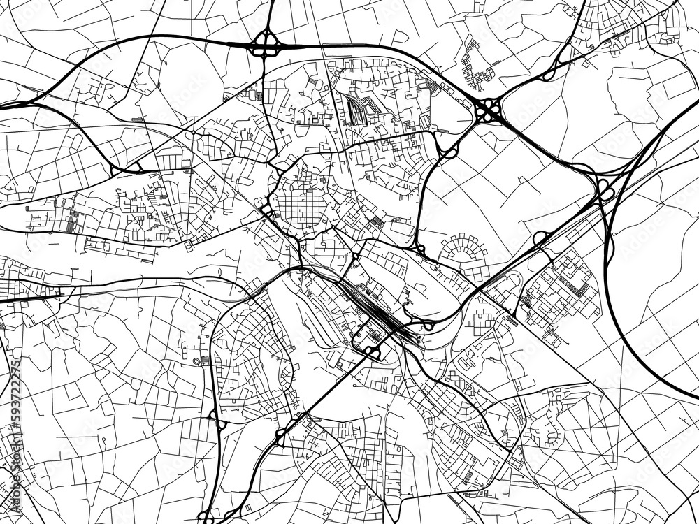 Road map of the city of Hanau in Germany on a transparent background ...
