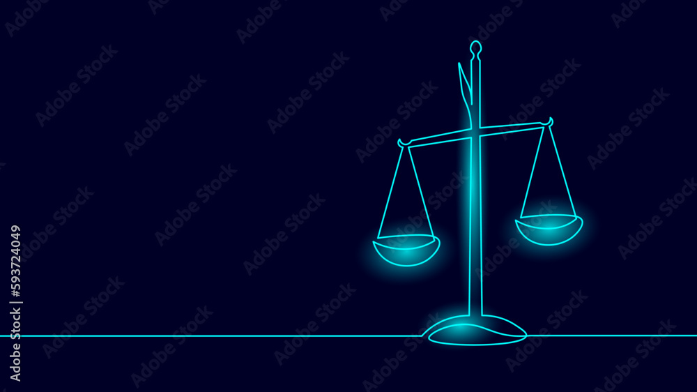 One line continuous judgment lawyer scale symbol concept. Crime ...