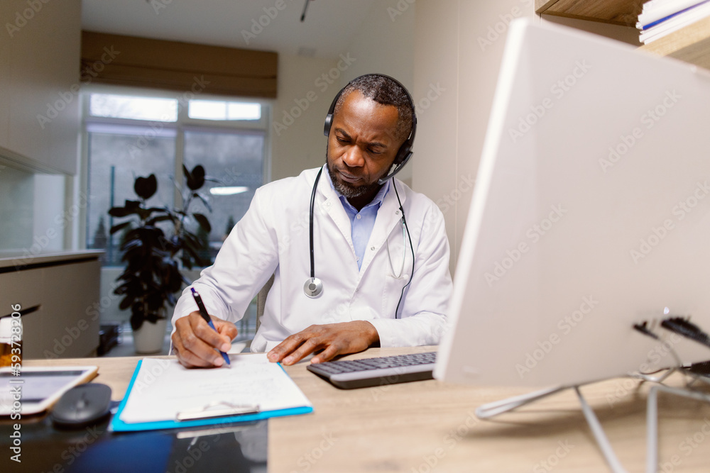 Medical record form doctor telemedicine concentration Stock Photo ...