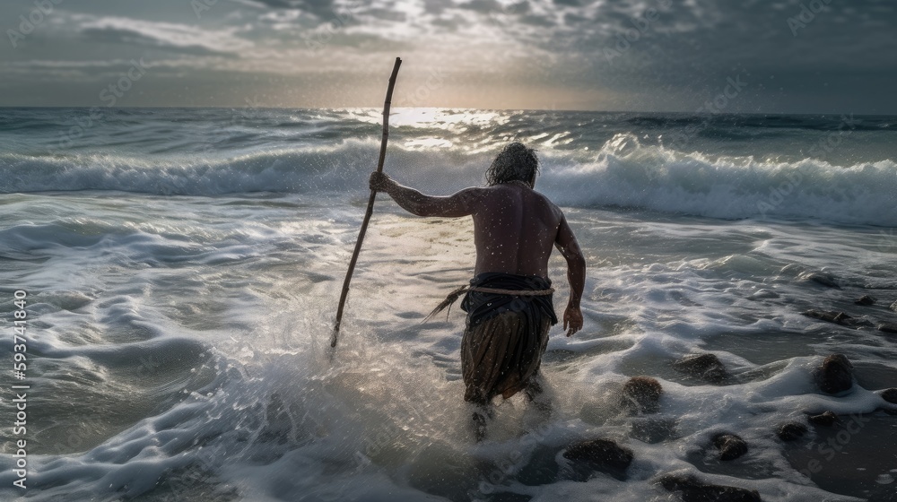 Ilustrace „Moses separating the sea with his stick. Prophecy. Crossing ...