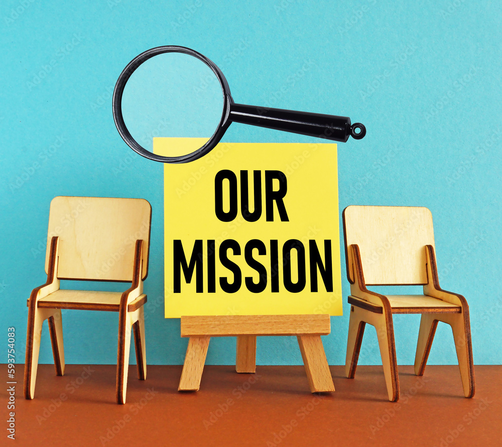 Our mission is shown using the text and photo of board Stock Photo ...