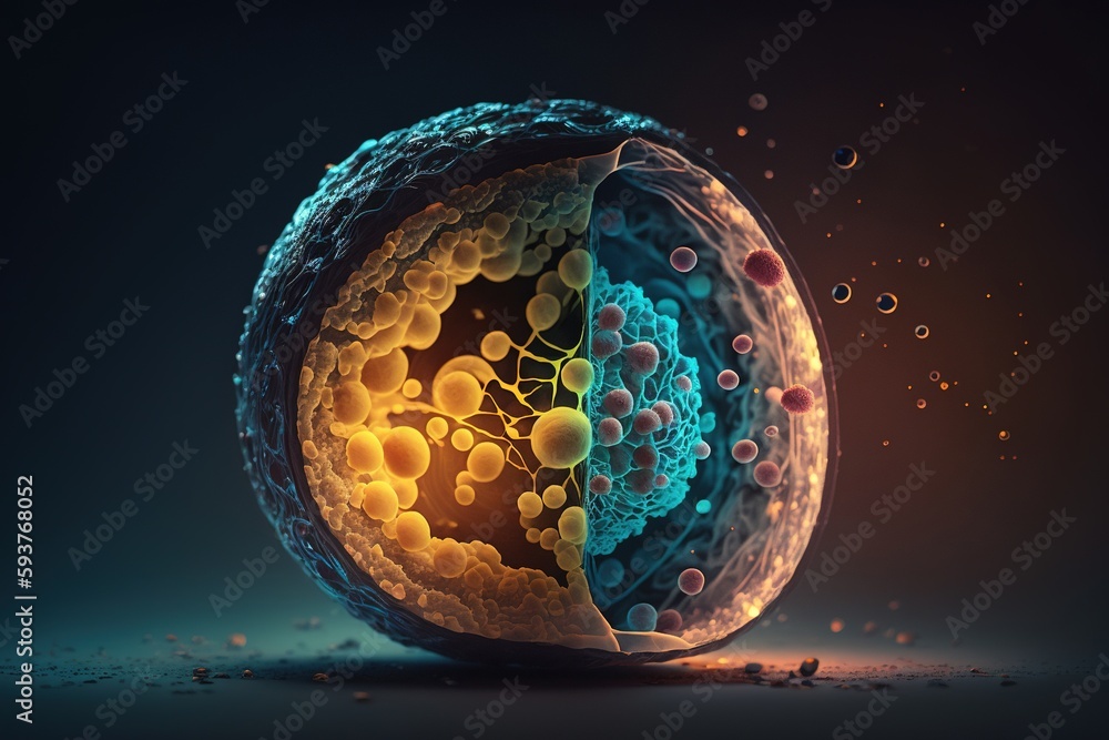 Human cell. Embryonic stem cell microscope. Components of Eukaryotic ...