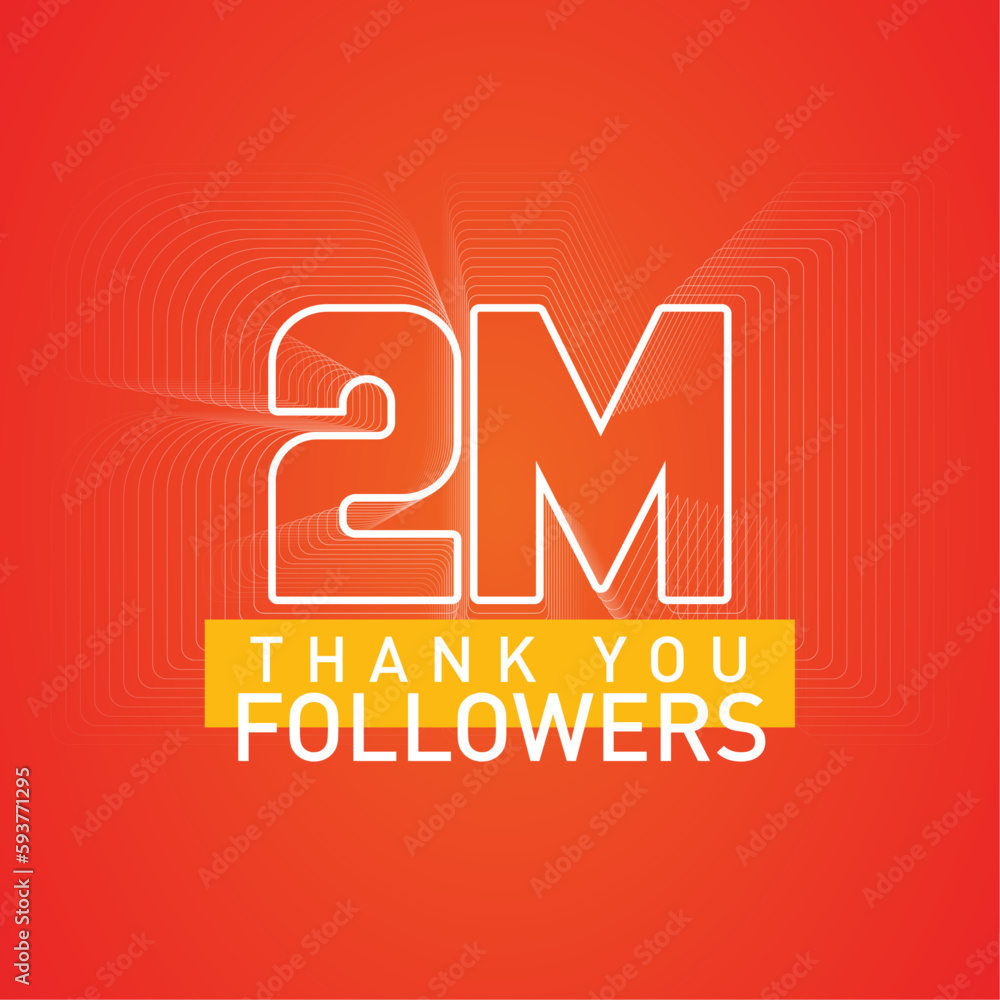Thank you 2000000 followers numbers postcard. Congratulating gradient ...