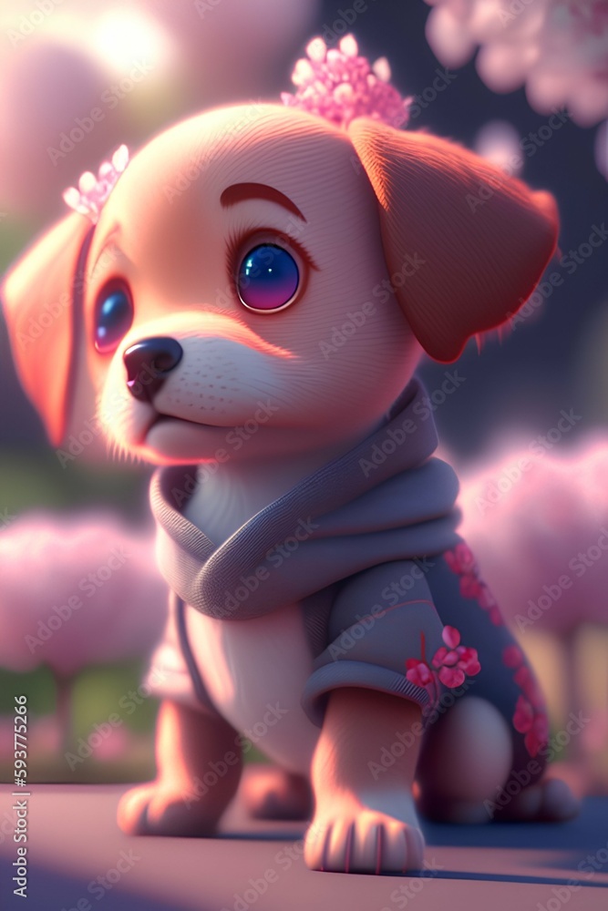 Tiny Anthropomorphic puppy, hyper detailed, Pixar style, dramatic ...
