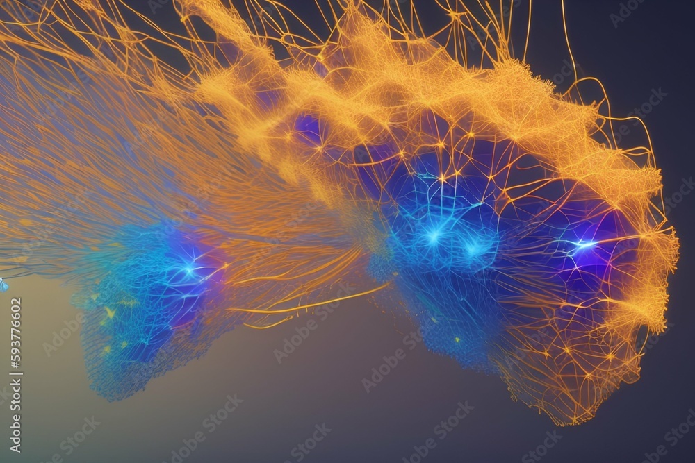 visualization of the transformer neural network, beautiful illumination ...