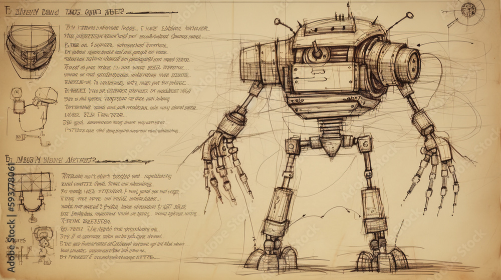 blueprint for a robot poster / android, mechanism, inspired by ...